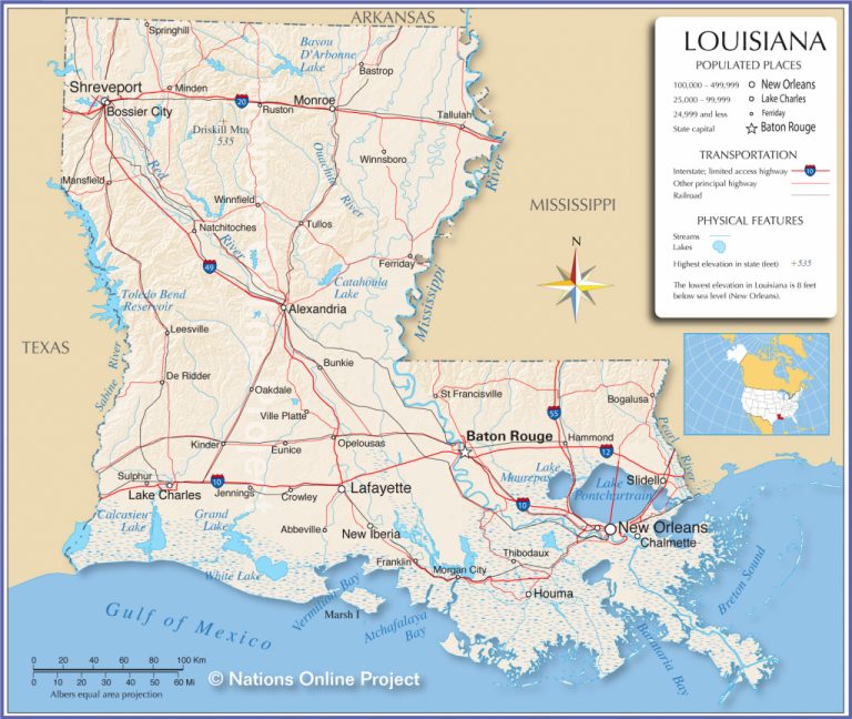Reference Maps Of Louisiana, Usa - Nations Online Project - Texas ... Reference Maps Of Louisiana, Usa - Nations Online Project - Texas ...